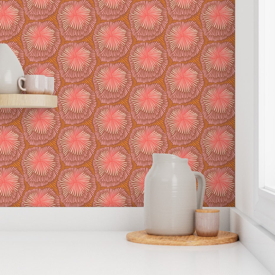Burst, Medium Scale, wallpaper, rust – Leila Simon Hayes