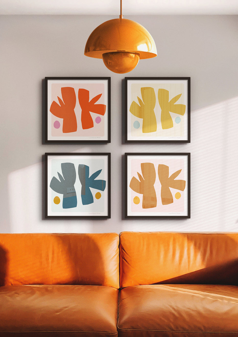 Frond Friends, red, unframed or framed art prints – Leila Simon Hayes