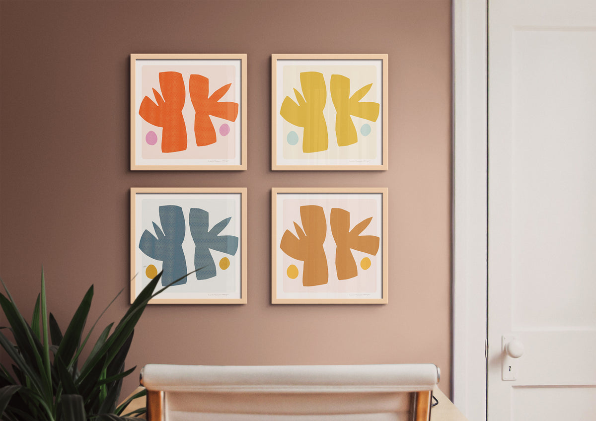 Frond Friends, red, unframed or framed art prints – Leila Simon Hayes